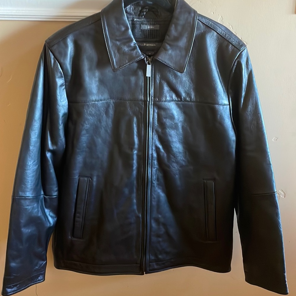 Perry Ellis Portfolio Leather Jacket Men’s - Gem